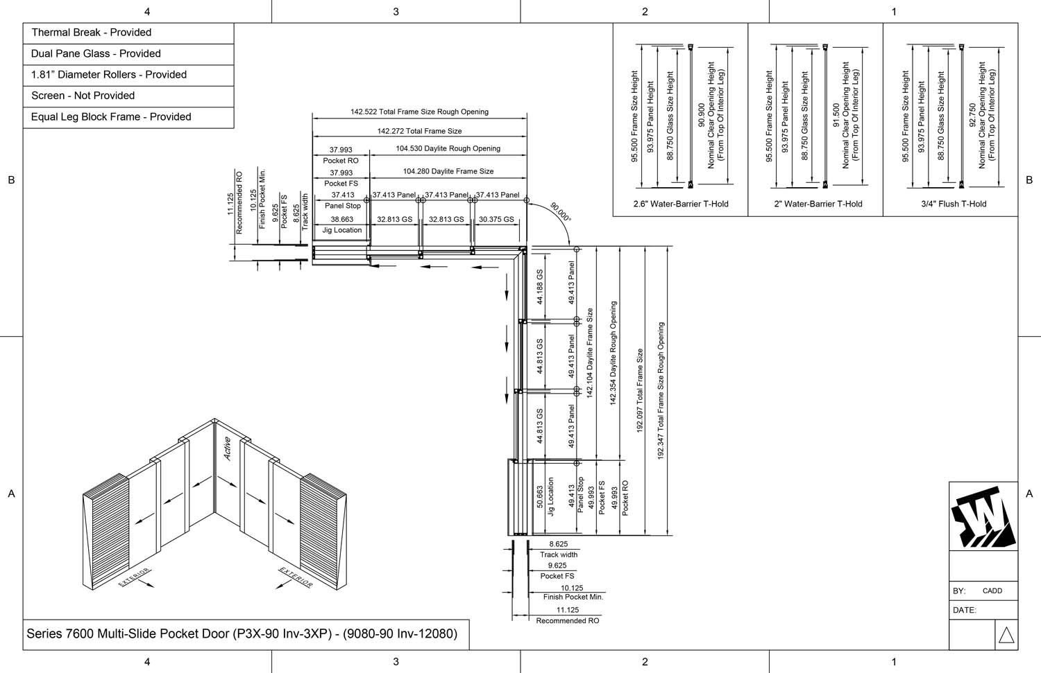 PXXX-XXXP - Pocket with 3 Vent Panels - 3 Vent Panels with Pocket - (9080-12080 - 9' Wide by 8 ...