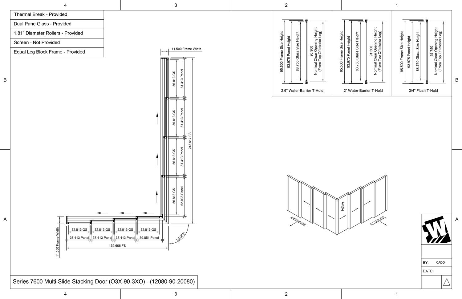 OXXX-XXXO - 1 Fixed Panel Stacking with 3 Vent Panels - 3 Vent Panels ...